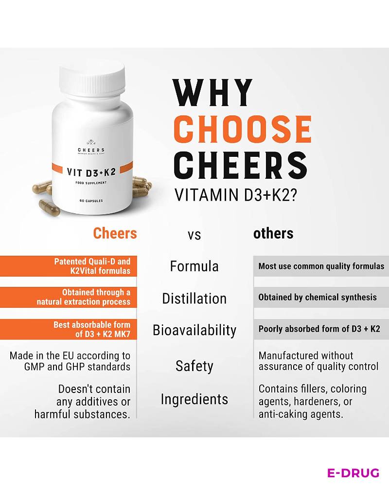 Cheers Vitamins D3+K2 The Biologically Active Vitamin Complex for Your ...
